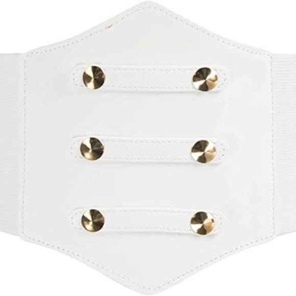 Boutique | Other | Leather Belt Rivets Wide Waist Stretch Waistband ...